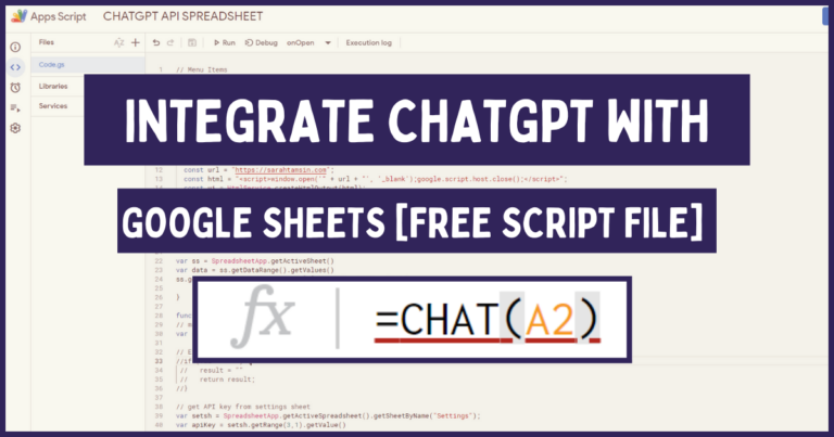 Integrate ChatGPT With Google Sheets - Step-By-Step Guide & Free Script ... Integrate ChatGPT With Google Sheets - Step-By-Step Guide & Free Script ...